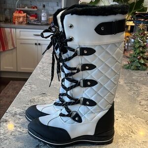 Aldo | Shoes | Sold Sold Sold Aldo Black White Quilted Winter Boots ...